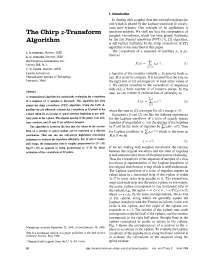The Chirp z-Transform Algorithm - Laboratory 1 | CH ST 259 - Docsity