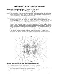 Electric Field Mapping - General Physics: Electricity and Magnetism | PHYS 212 - Docsity