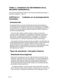 Cuidados en postoperatorio inmediato - Apuntes de Enfermería - Docsity
