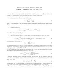 Midterm Exam 1 Solutions - Quantum Mechanics | PHYSICS 137A - Docsity