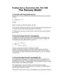 The Ramsey Model - Problem Set 2 | ECON 161 - Docsity