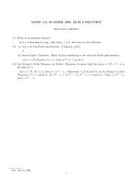 Introduction to Abstract Algebra - Quiz 8 with Answers | MATH 113 - Docsity