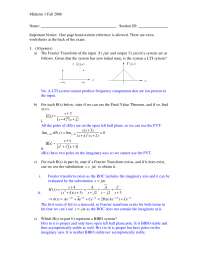3 Solved Problems on the Fourier Transform - Midterm Exam | EE 422G - Docsity