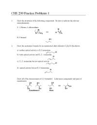 Practice Problems 1 - Organic Chemistry I | CHE 230 - Docsity