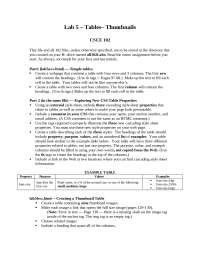 Tables, Thumbnails - General Applications Programming - Lab | CSCE 102 ...