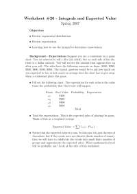 Worksheet 26 - Integral and Expected Value | MATH 122 - Docsity