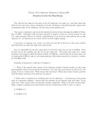 Review for Final Examination - Quantum Mechanics | PHYSICS 137A - Docsity