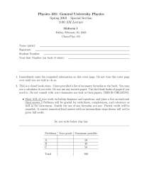 Mid Term 1 for General University Physics | PHY 231 - Docsity