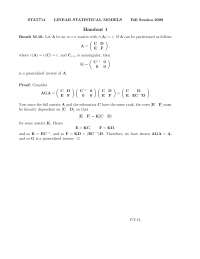 Handout 1 Solutions for Linear Statistical Models | STAT 714 - Docsity