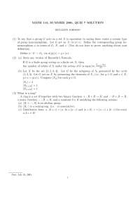Quiz 7 Solutions - Introduction to Abstract Algebra | MATH 113 - Docsity