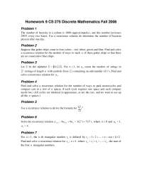 Discrete Mathematics - 9 Problems for Assignment 9 | CS 275 - Docsity