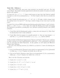 Questions for Midterm Exam 1 - Numerical Analysis | MATH 128A - Docsity