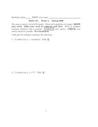 8 Problems for Exam 4 - Calculus I | MATH 141 - Docsity