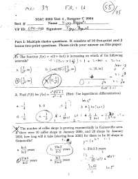 Test 4 with Answer Key - Survey of Calculus 1 | MAC 2233 - Docsity