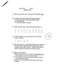 Test 3 with Answer Key - Survey of Calculus I | MAC 2233 - Docsity