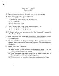Solution of Multiple Choice Questions - Exam 1 | MAC 2312 - Docsity