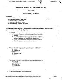 Sample Final Exam with Answer Key | MATLAB Programming | COMP 1200 ...