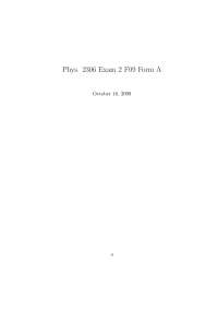 Exam 2 with Answers - Foundations of Physics I | PHYS 2306 - Docsity