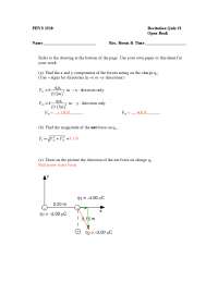 Practice Problem on General Physics II - Quiz I | PHYS 1510 - Docsity