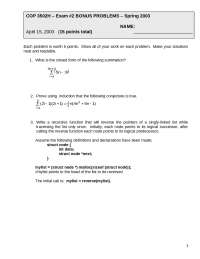 Bonus Problems exam 2 - Computer Science I | COP 3502 - Docsity