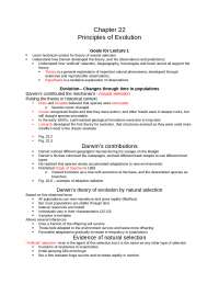 Notes for Principles of Evolution | BIOL 1202 - Docsity