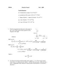 General Physics with Calculus II - Practice Exam 1 | PH 106 - Docsity