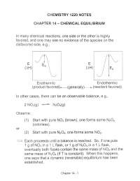 Chemical Equilibrium - General Chemistry II | CHEM 1220 - Docsity