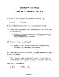 Chemical Kinetics - General Chemistry II - Notes | CHEM 1220 - Docsity
