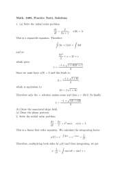Differential Equations Practice Test 1 with Solution | MATH 2403 - Docsity