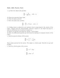 Differential Equations - Practice Test 1 | MATH 2403 - Docsity