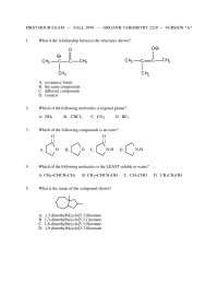 25 Questions in First Exam - Organic Chemistry I | CHEM 2210 | Exams ...