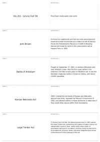 Final Exam Review | HIS 201 - Survey of United States History up to ...