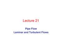 Pipe Flow Laminar and Turbulent Flows - Introduction to Fluid Mechanic | CE 321 - Docsity