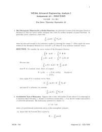 Advance Engineering Analysis I - Assignment 1 Solutions | ME 304 - Docsity