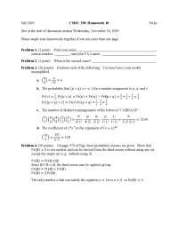 Assignment 10 - Binomial Theorem - Discrete Structures | CMSC 250 - Docsity