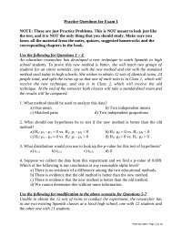 Practice Questions for Exam 1 - Introduction To Statistic | STA 3024 - Docsity