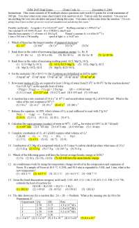 General Chemistry Final Exam solutions highlighted | CHM 2045 - Docsity