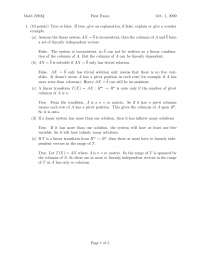 Practice Midterm Exam 1 - Applied Linear Algebra | MATH 2210 - Docsity