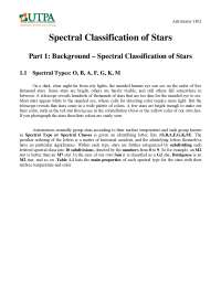 Spectral Classification of Stars - Introduction to Astronomy II - Lab 2 ...