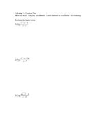 12 Problems on Calculus I - Practice Test 1 | MATH 242 - Docsity