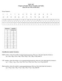 Number Theory Formulas and Tables | Mathematics for Liberal Arts II ...
