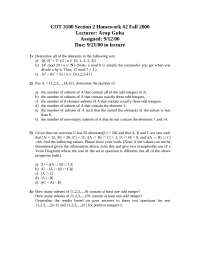 4 Problems on Arup Guha - Assignment 2 | COT 3100 - Docsity