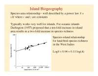 Equilibrium Theory of Island Biogeography | IB 453 - Docsity