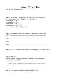 Monty Python Test - Principles Of Programming Languages | CS 322 - Docsity