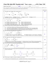 Quiz 5 Solved 8 Multiple Choice - Organic Chemistry | CHEM 306 - Docsity