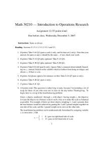 Introduction to Operations Research - Assignment 12 | MATH 30210 - Docsity