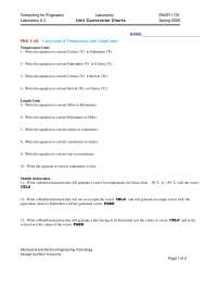 The Unit Conversions Charts in the Laboratory | ENGR 1731 - Docsity