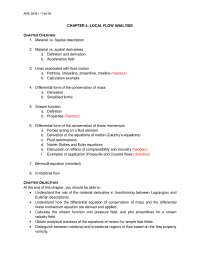 Local Flow Analysis - Outline | Fluid Mechanics | AME 30331 - Docsity