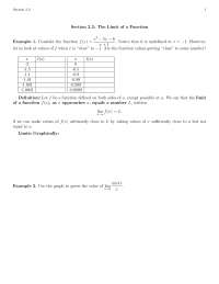 The Limit of a Function - Lecture Notes | MATH 1125 - Docsity