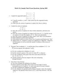 Sample Final Exam Questions - College Algebra | MATH 116 - Docsity